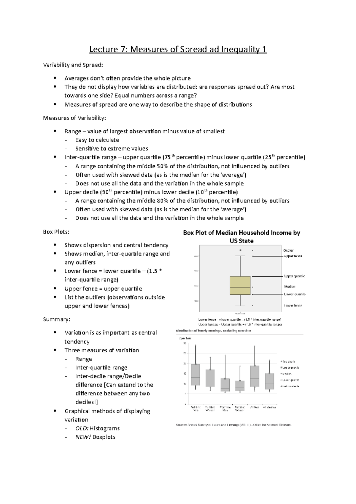 Lecture 7 - Measures of Spread and Inequality 1 - Studocu