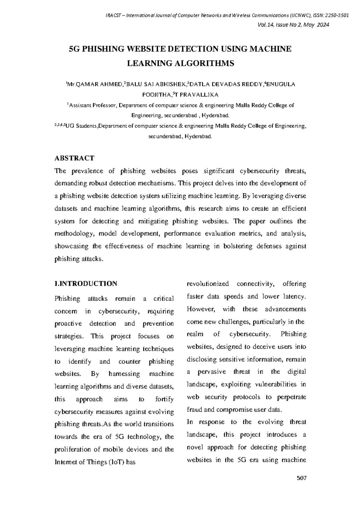 5G Phishing Website Detection Using Machine Learning Algorithms - Vol ...