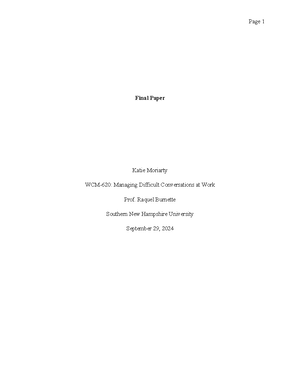 Discussion 2-1 - WCM- Discussion 2-1: Personal Conflict Resolution ...