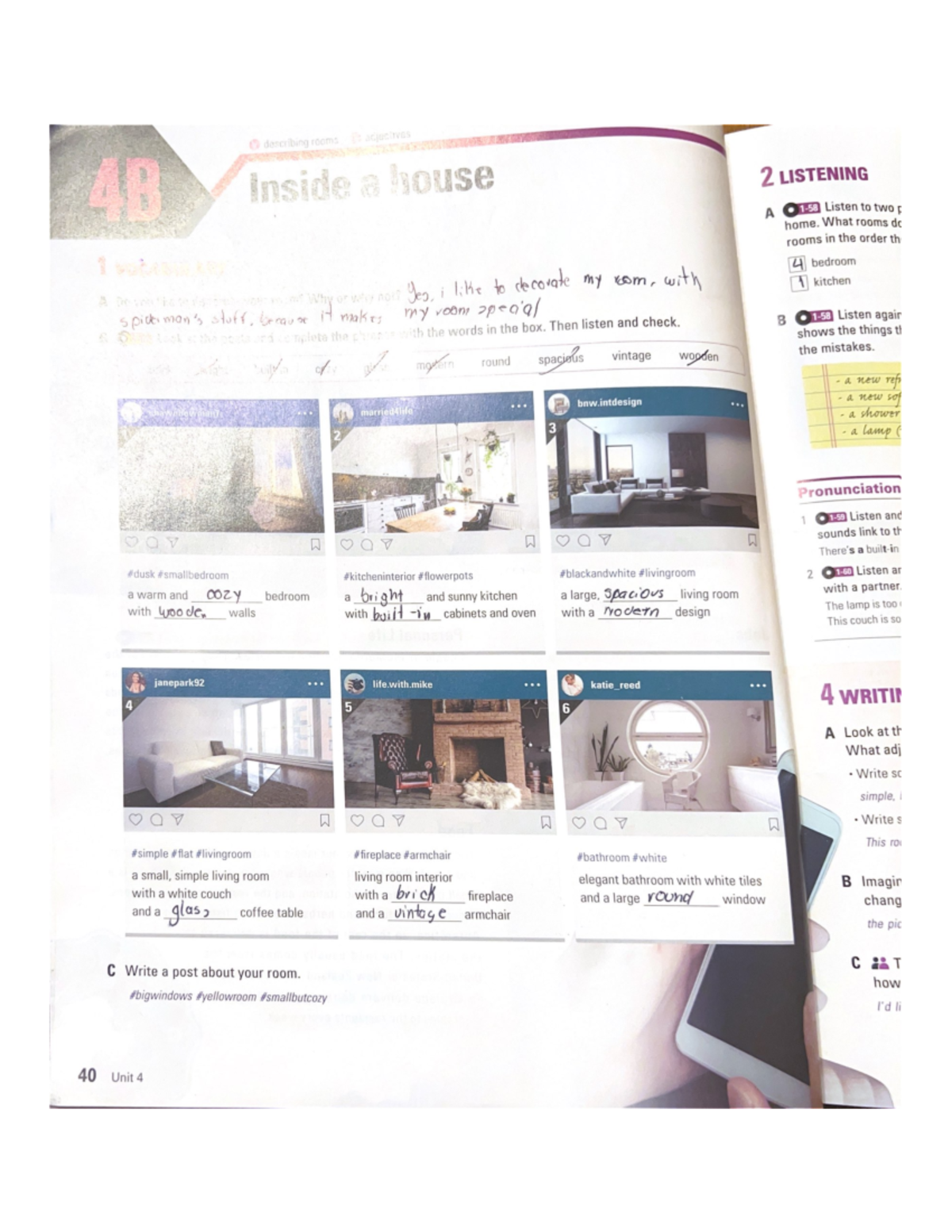 With the words in the box. Then listen and check - Inglés V - Studocu