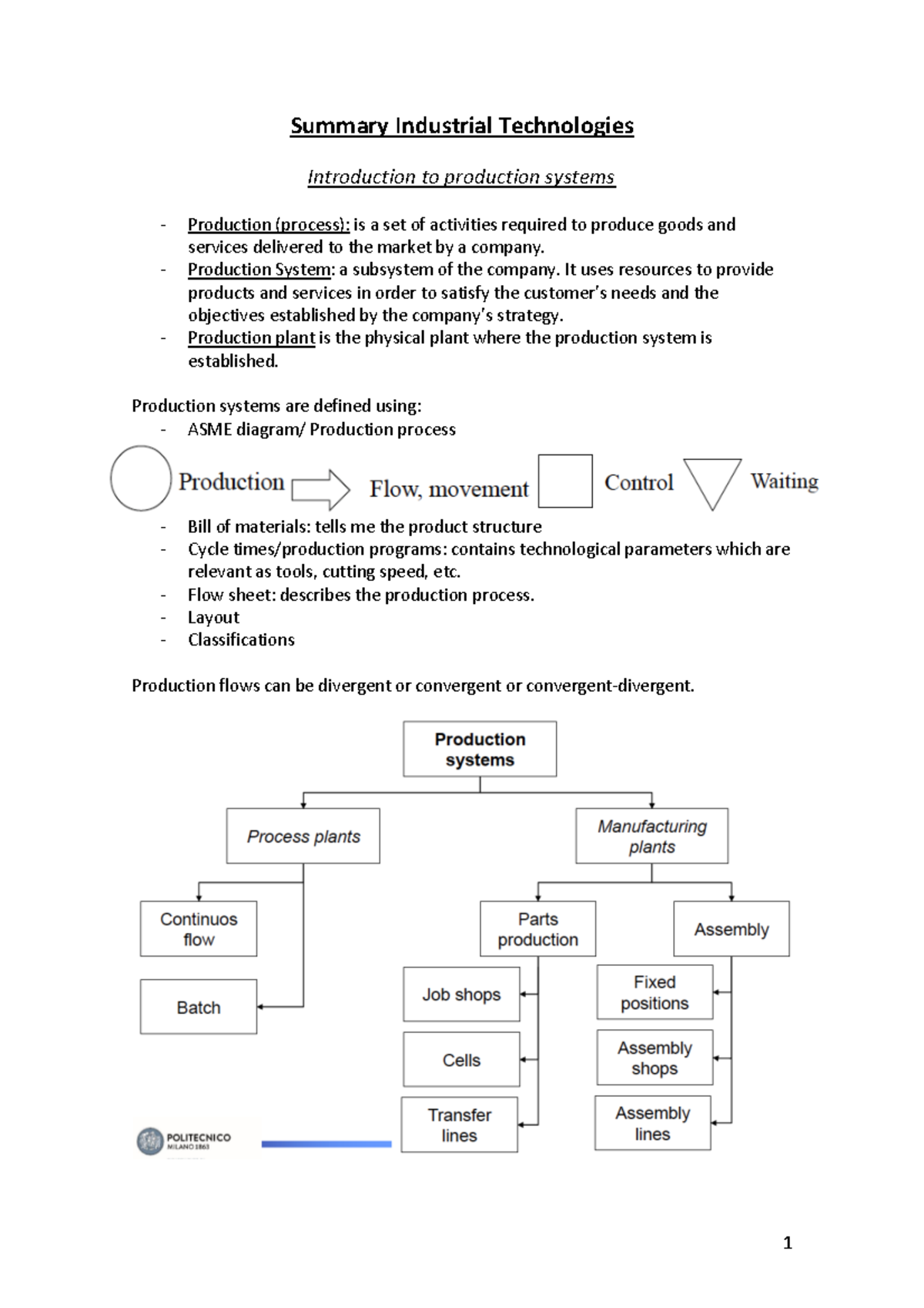Summary - Riassunto Industrial technologies - Warning: TT: undefined function: 32 Warning: Popup ...