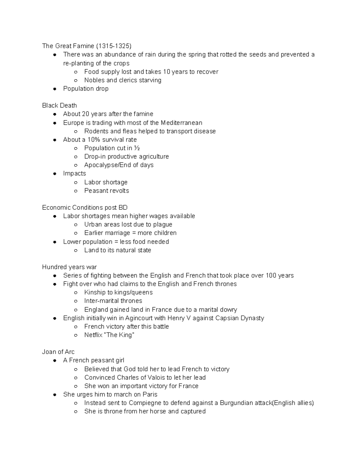 Lecture 19 - Crisis in Europe - The Great Famine (1315-1325) There was ...