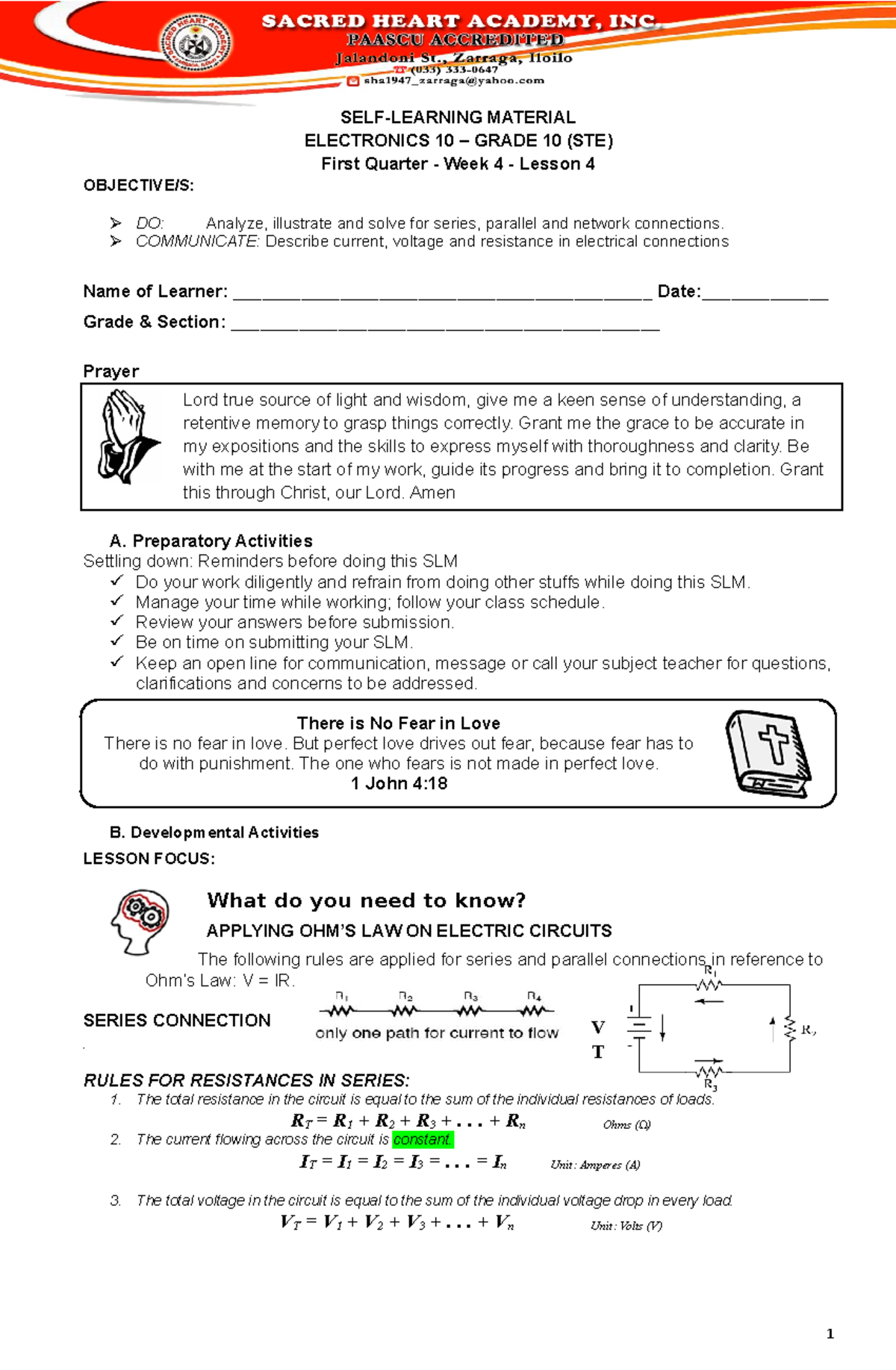 Solinap - Lesson 4 - Electronics 10 (STE) - V T SELF-LEARNING MATERIAL ...