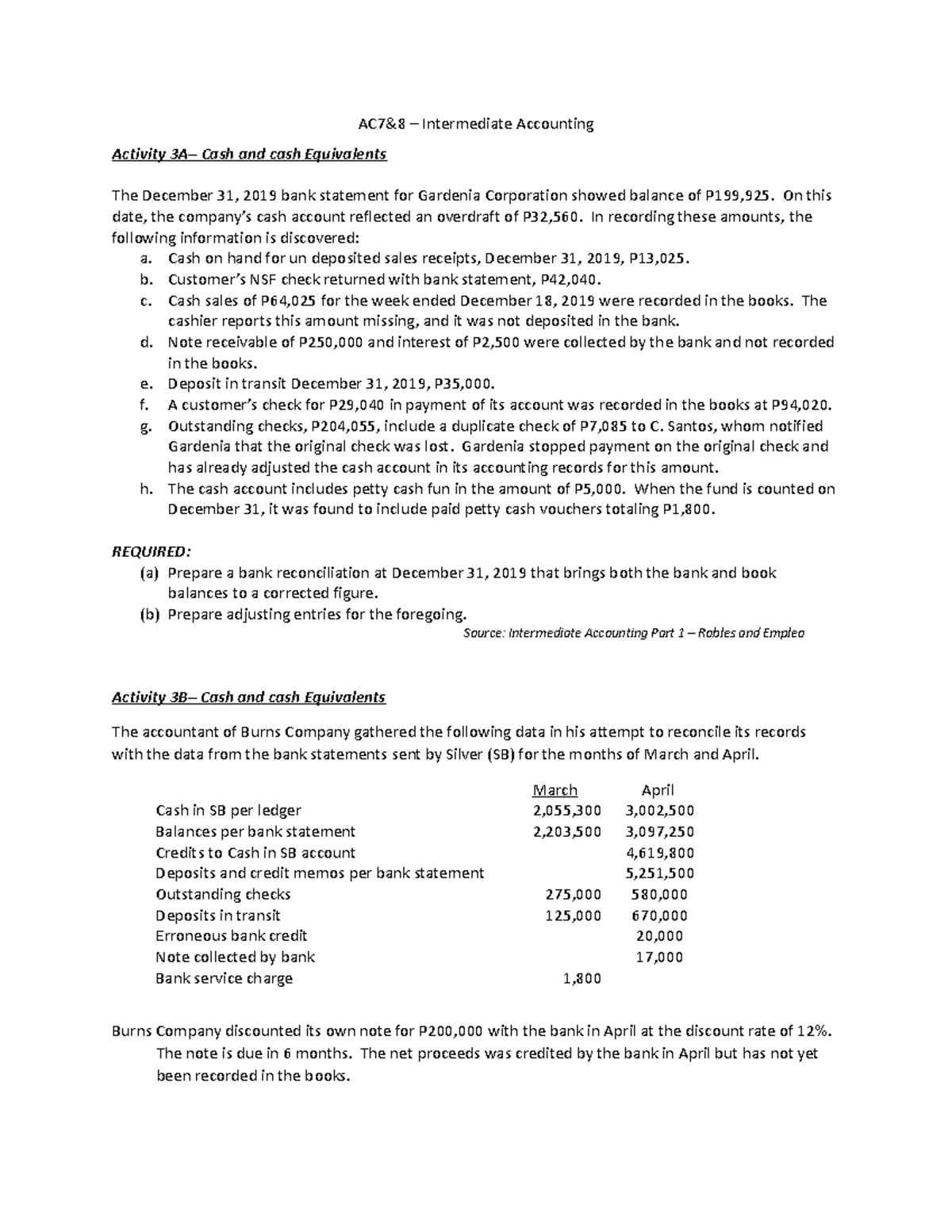 Activity 3 - CASH AND CASH Equivalents - AC7&8 – Intermediate ...