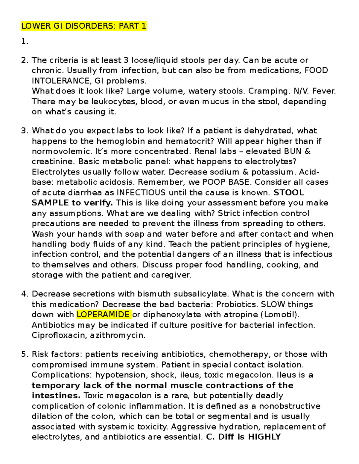 Lower GI Part 1 Notes - Peritonitis - LOWER GI DISORDERS: PART 1 1. The ...