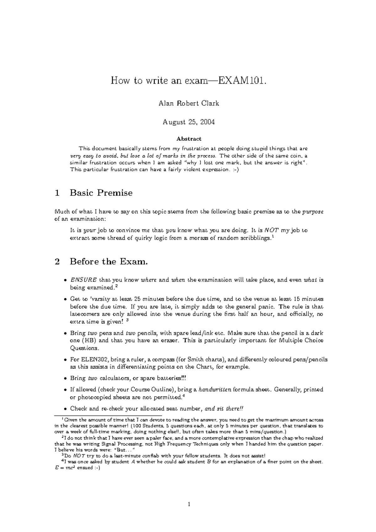 Exam Writing Skills - How to write an exam—EXAM101. Alan Robert Clark ...