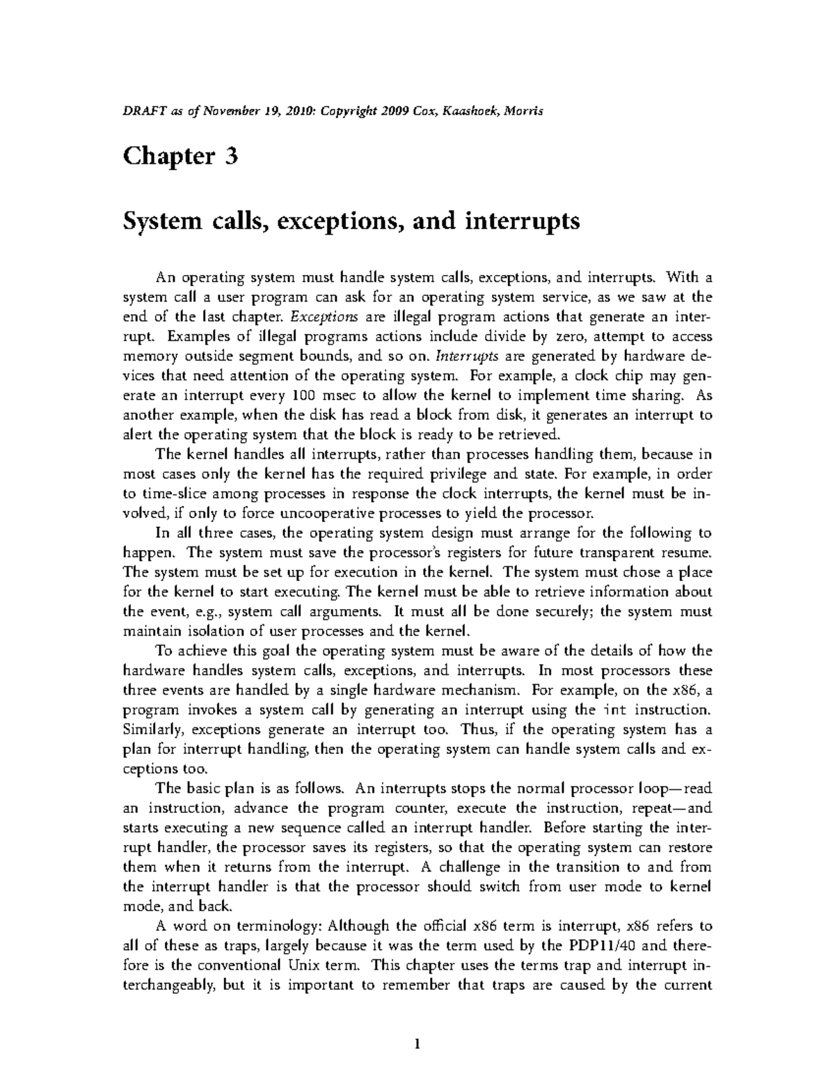 Trap - About trap - DRAFT as of November 19, 2010: Copyright 2009 Cox, Kaashoek, Morris Chapter ...