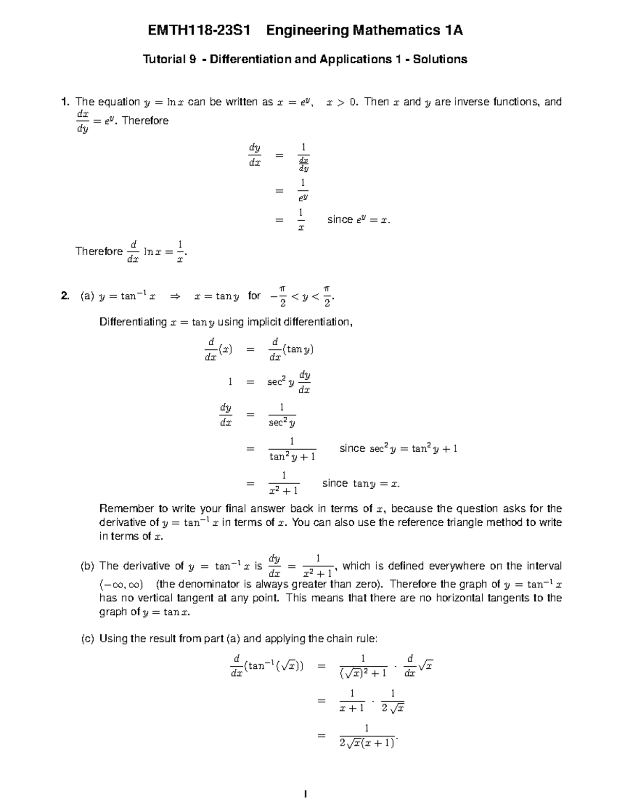 EMTH118-23S1 Tutorial 9 solutions - EMTH118-23S1 Engineering ...