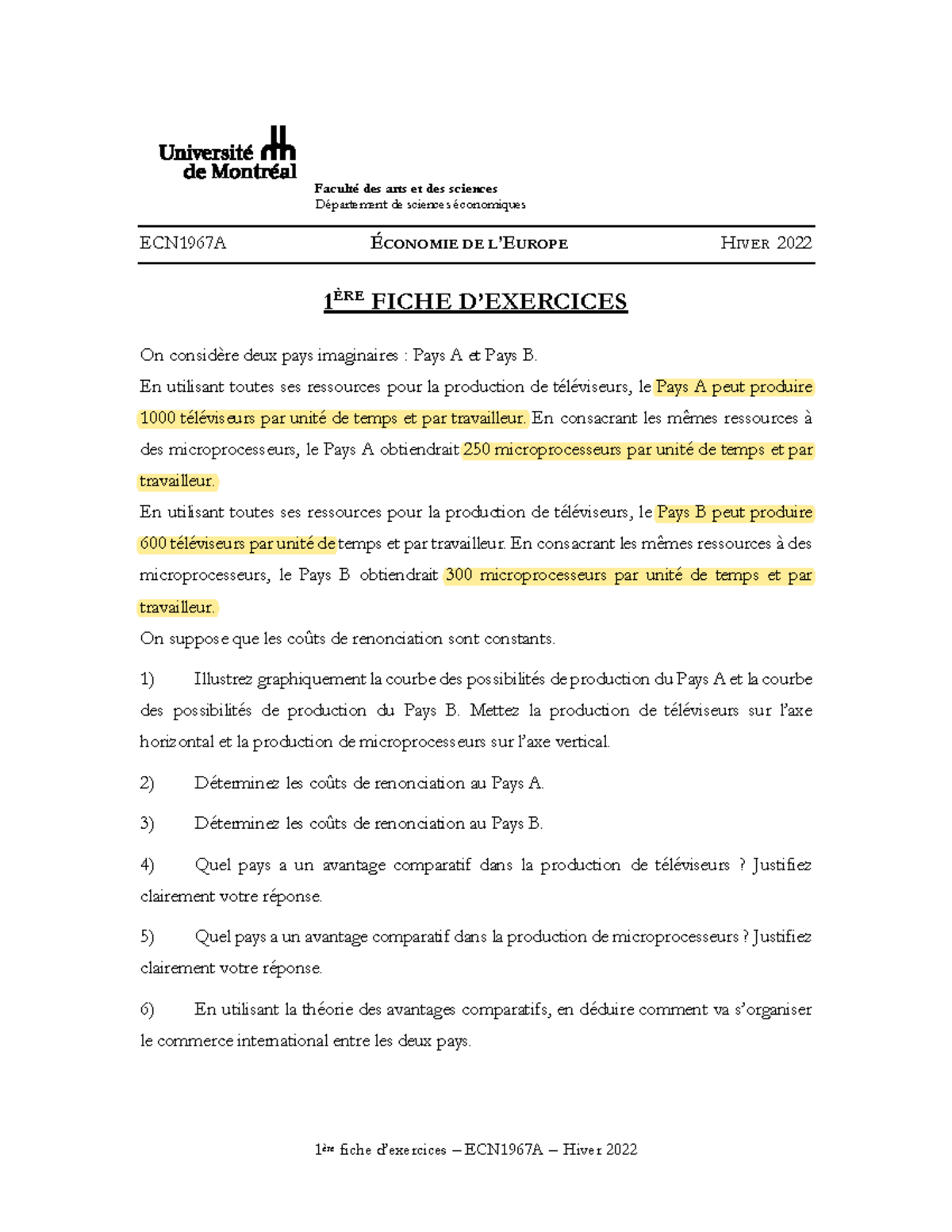 Fiche 1-ECN1967 A - examen pratique/mes reponses (son pas tous bonne ...