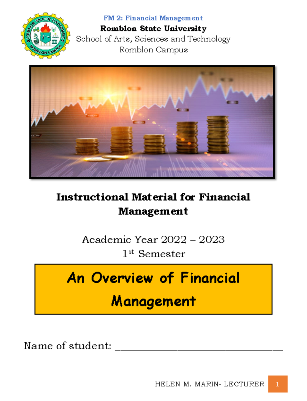 FM 2 Financial Management Chapter 1 - Romblon State University School ...