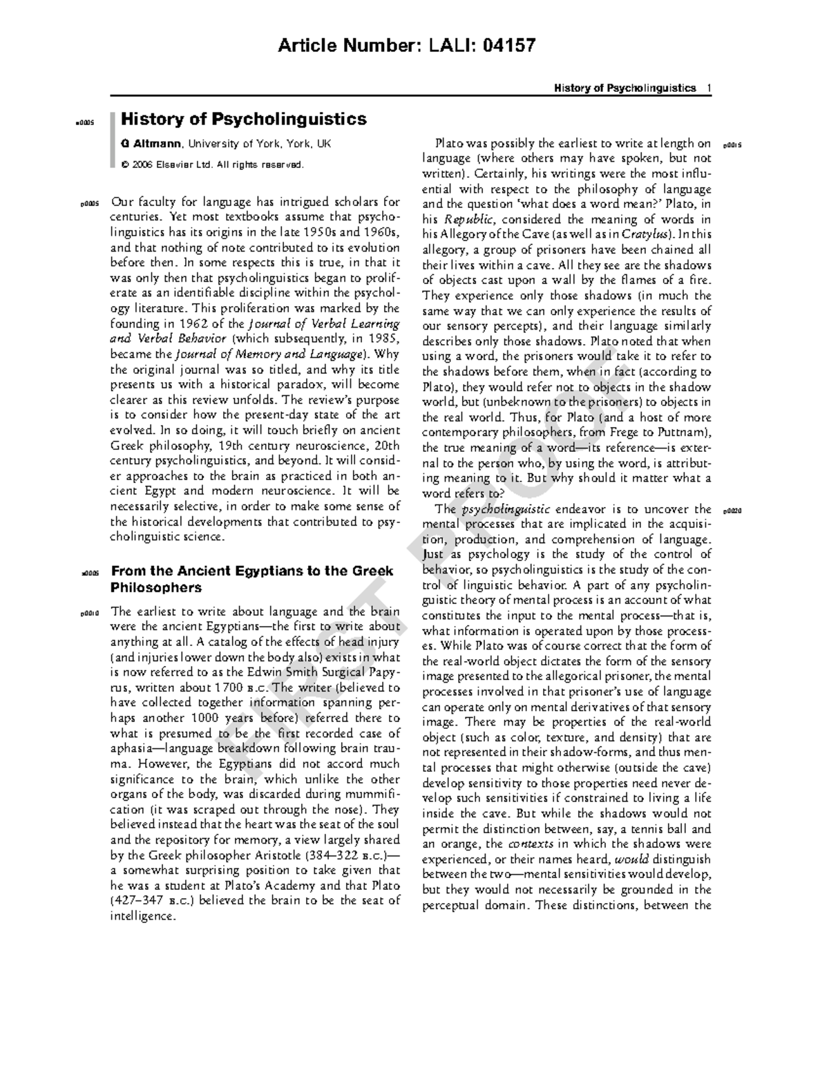 History of pyscholinguistics - FIRST PROOF a0005 History of ...