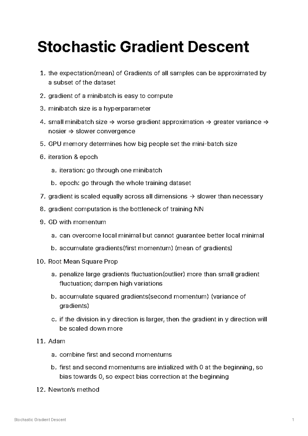 Stochastic Gradient Descent - Studocu