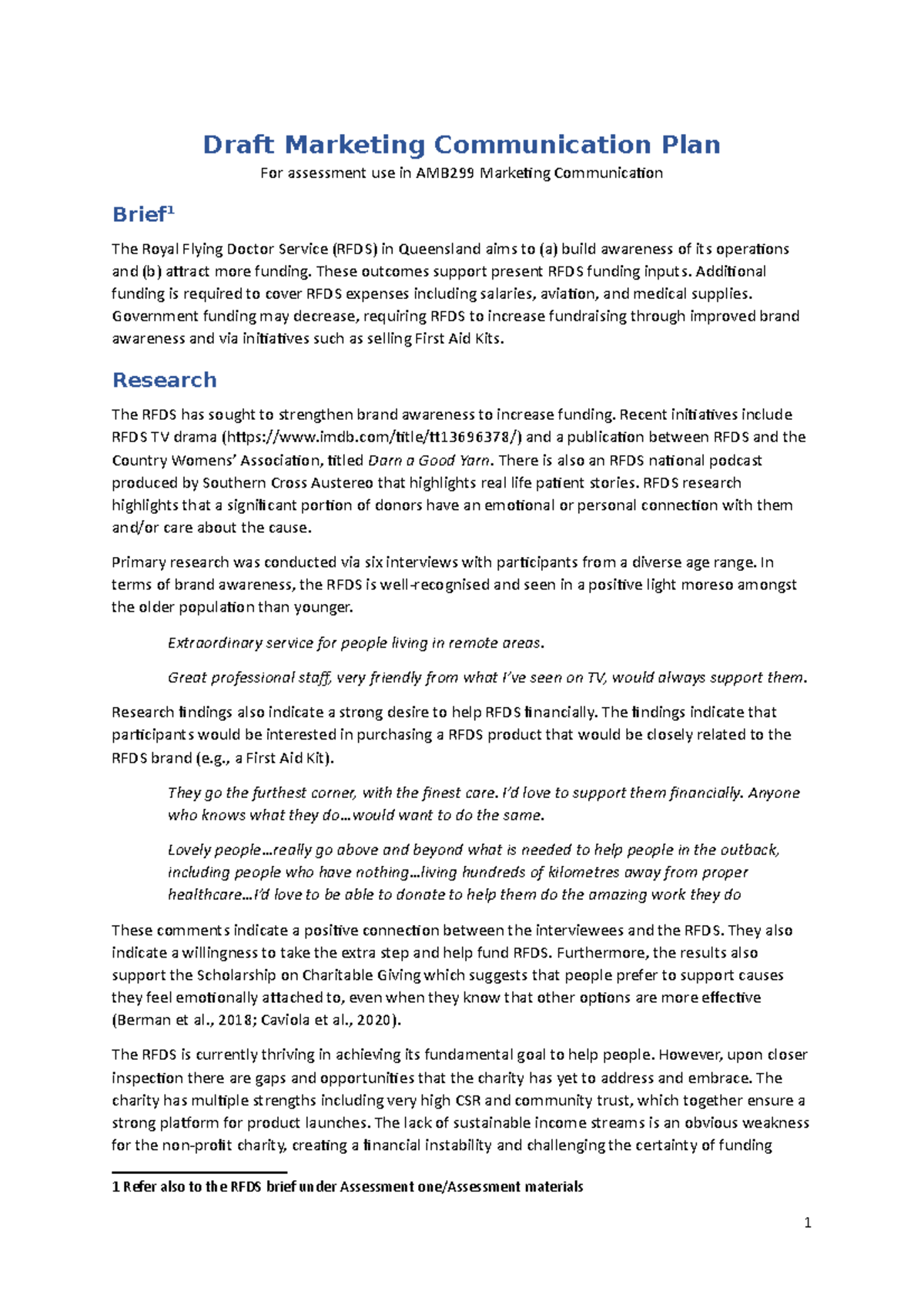 Communication PLAN - Draft Marketing Communication Plan For assessment ...