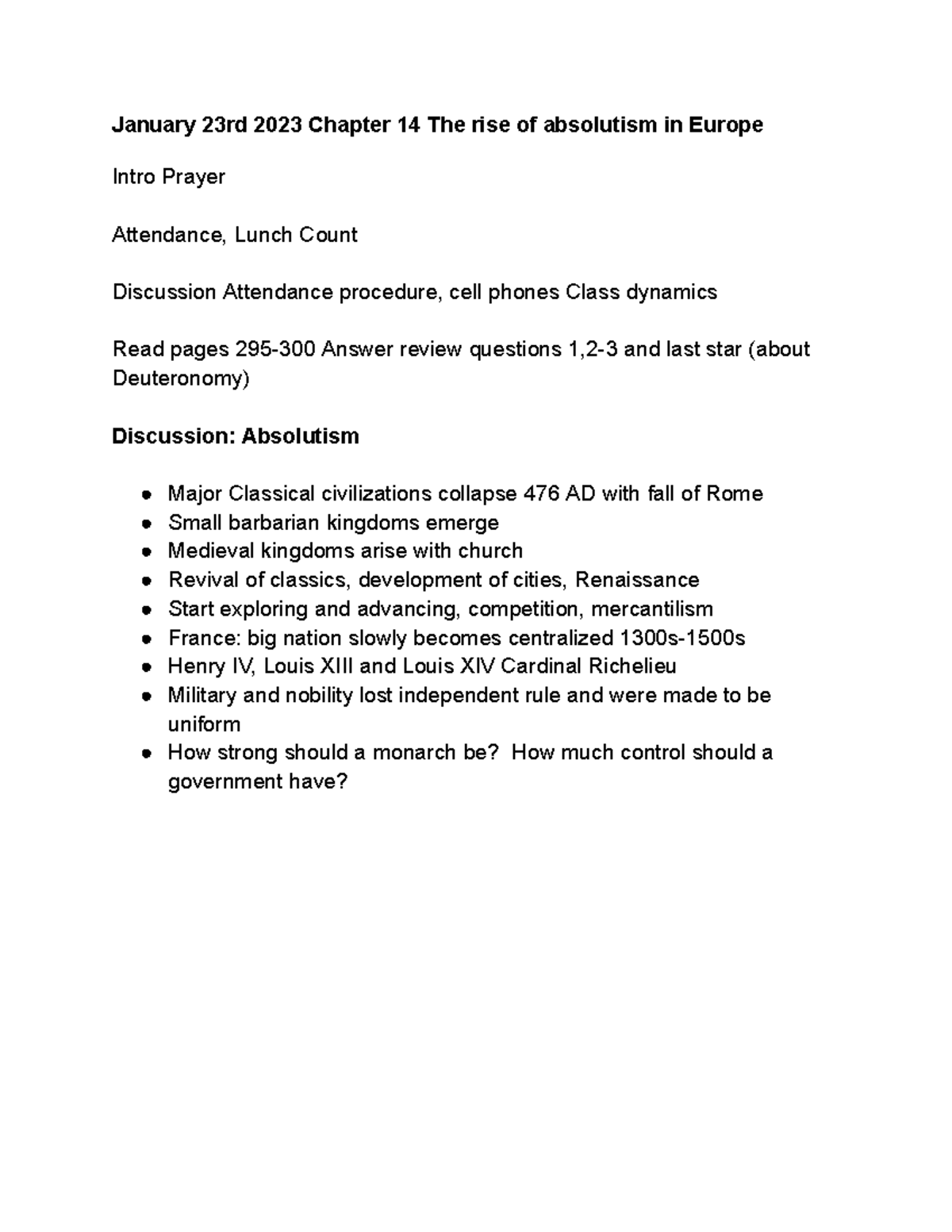 23-27 January World History - January 23rd 2023 Chapter 14 The rise of ...