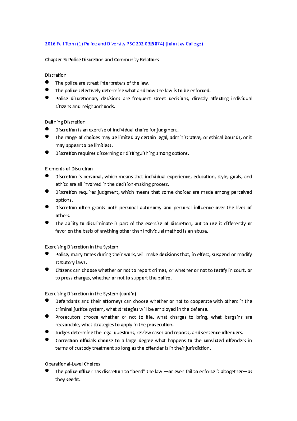 PSC 202 L9 - professor James Mulvaney - 2016 Fall Term (1) Police and ...