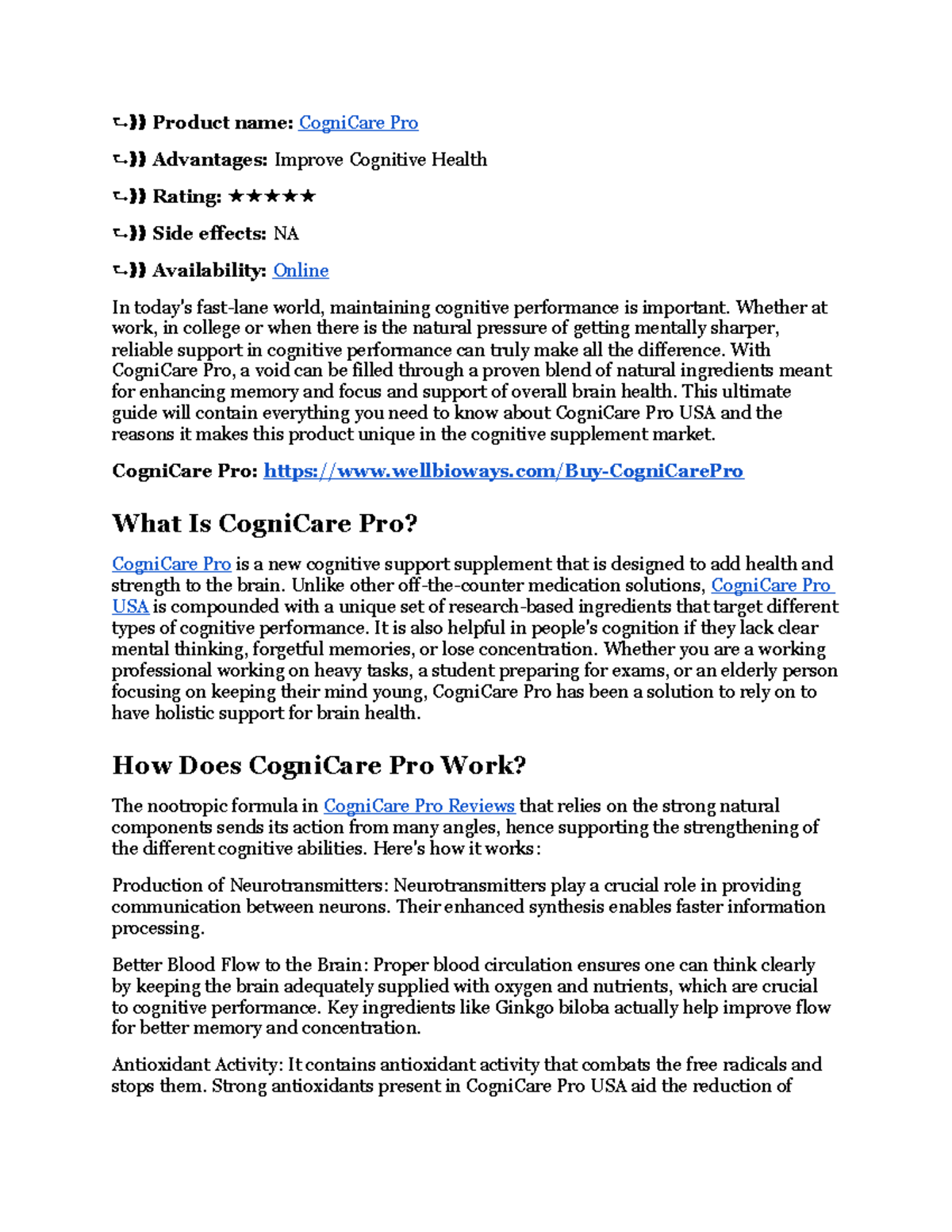 [CogniCare Pro] USA "Best" Supplement for Improved Cognitive ...