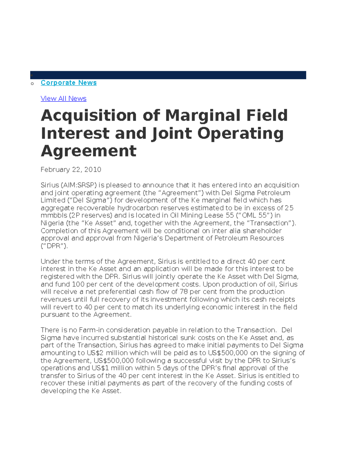 NEWS Details - exam - NEWS DETAILS o Corporate News View All News ...