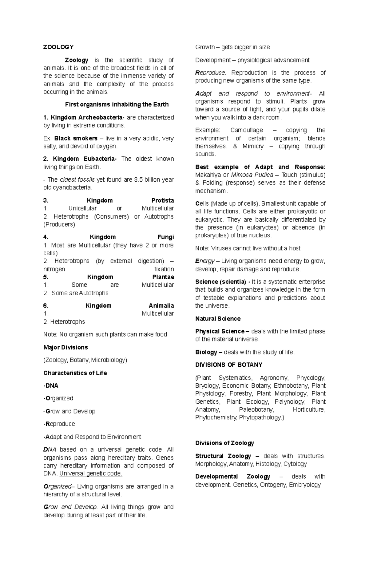 1 - Zoology - U - ZOOLOGY Zoology is the scientific study of animals ...