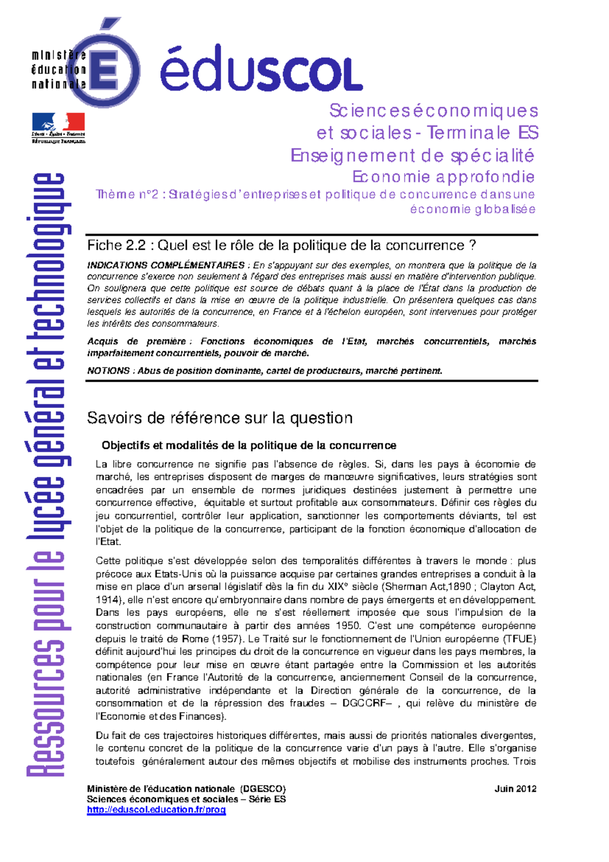 Pol de concurrence 217663 - Sciences économiques et sociales ...
