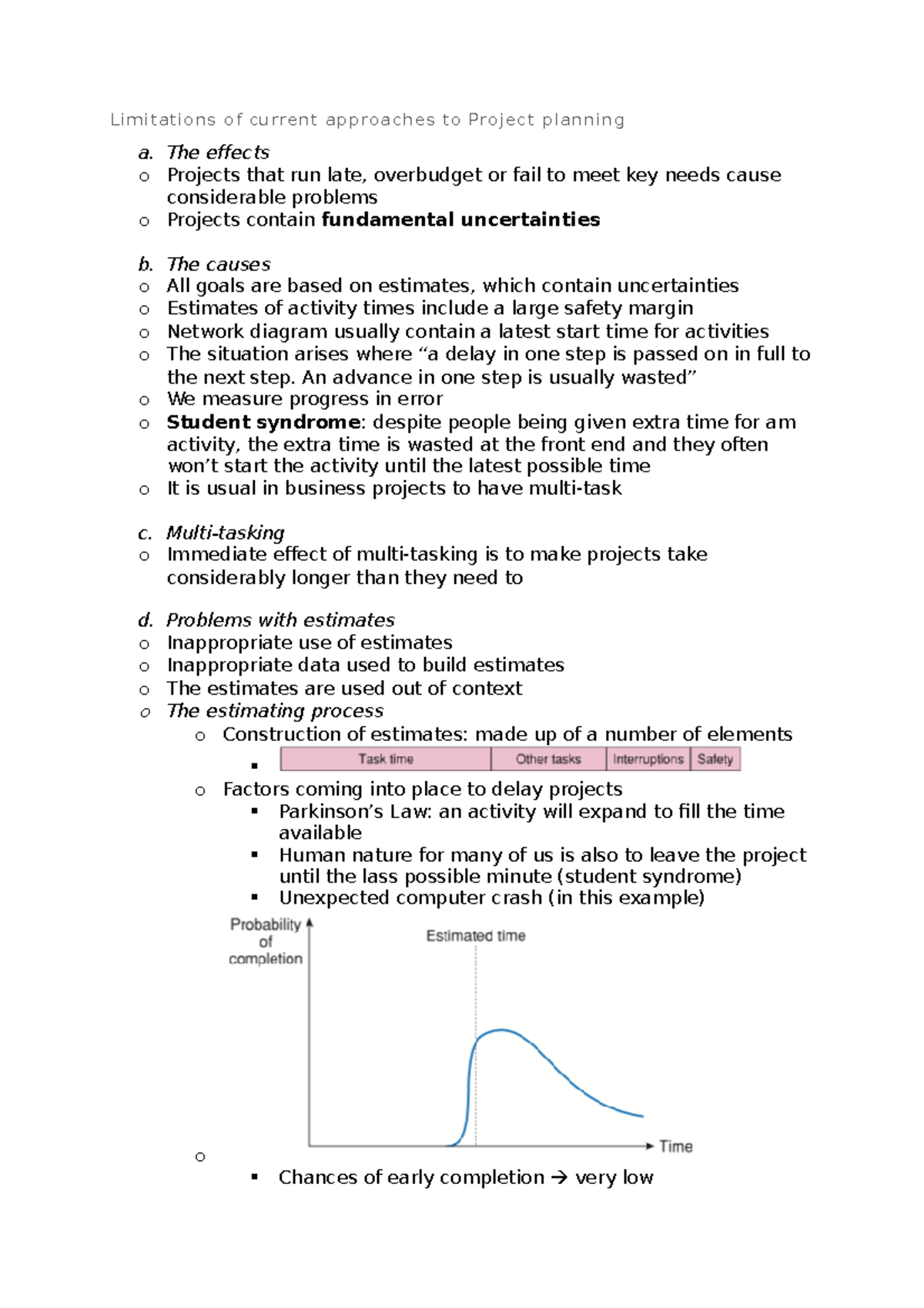 Limitations of current approaches to Project planning - The effects o ...