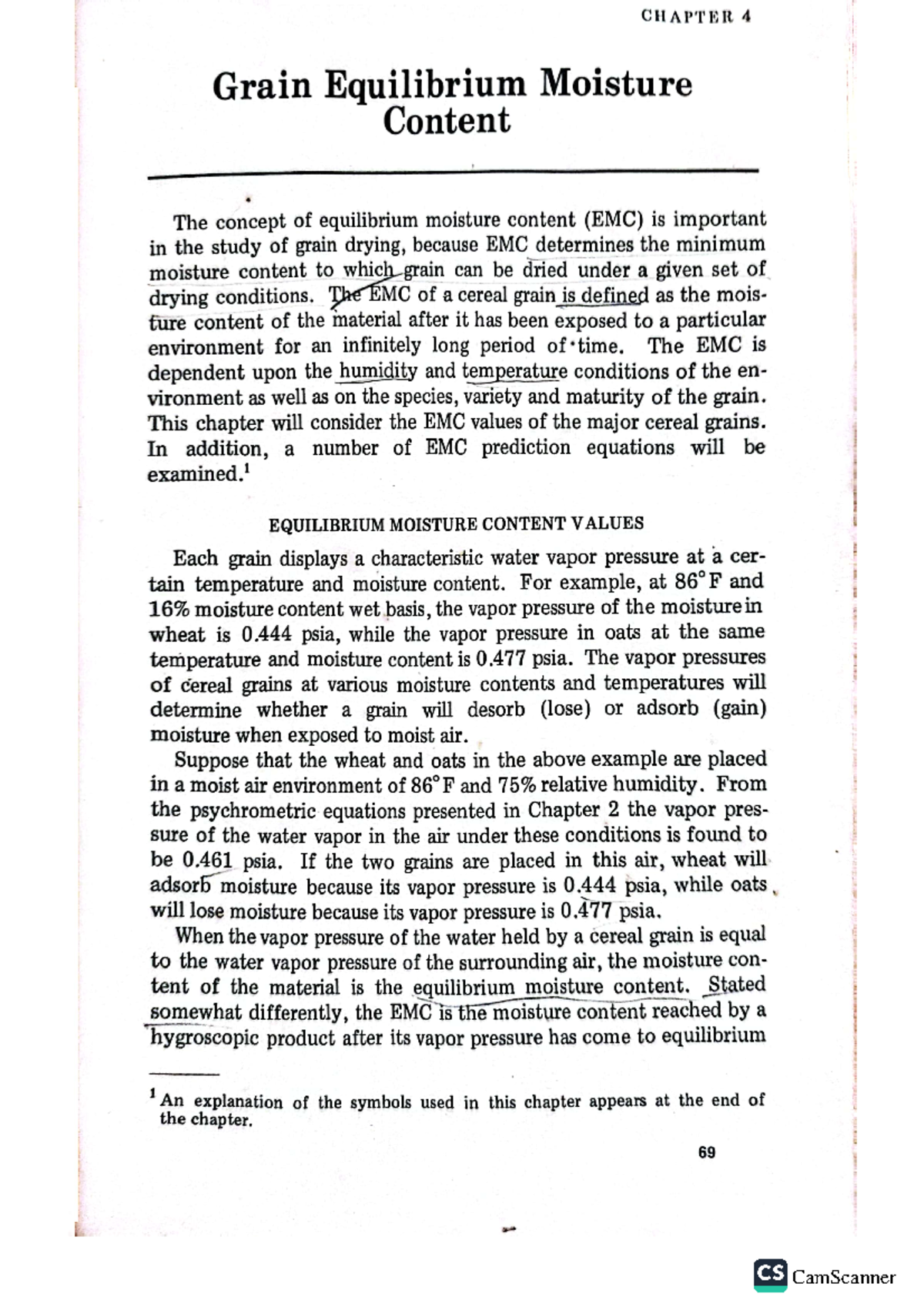Drying Cereal Grains EMC ERH - CHAPTER 4 Grain Equilibrium Moisture ...
