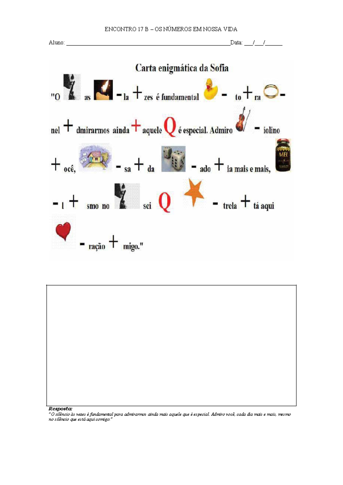 Carta enigmatica - gabarito - pratica pedagogica - ENCONTRO 17 B – OS ...