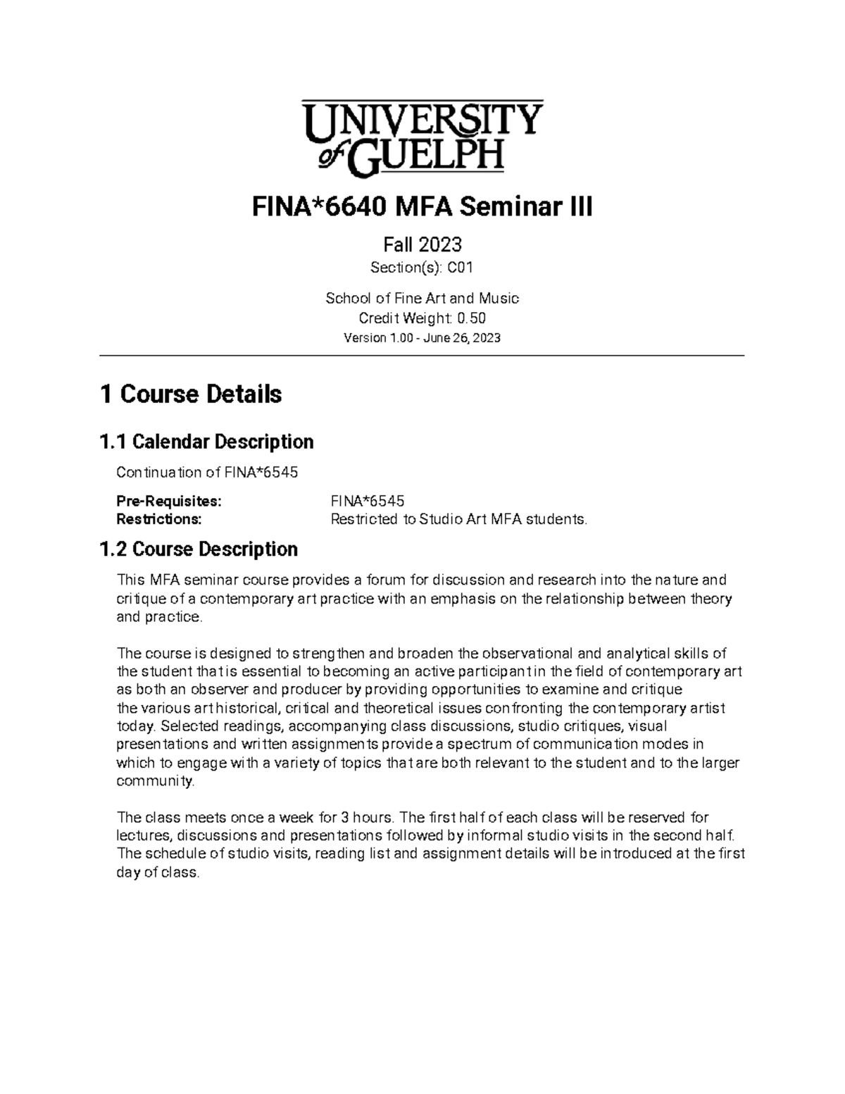 FINA 6640 C01 F23 9448 - Outlline - FINA*6640 MFA Seminar III Fall 2023 ...