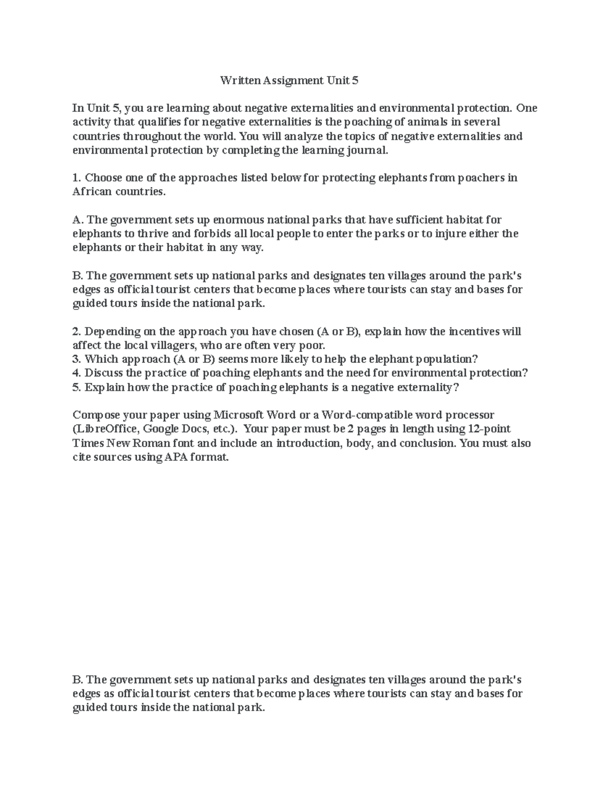 Written Assignment Unit 5 (microeconomic) - Written Assignment Unit 5 In Unit 5, you are ...