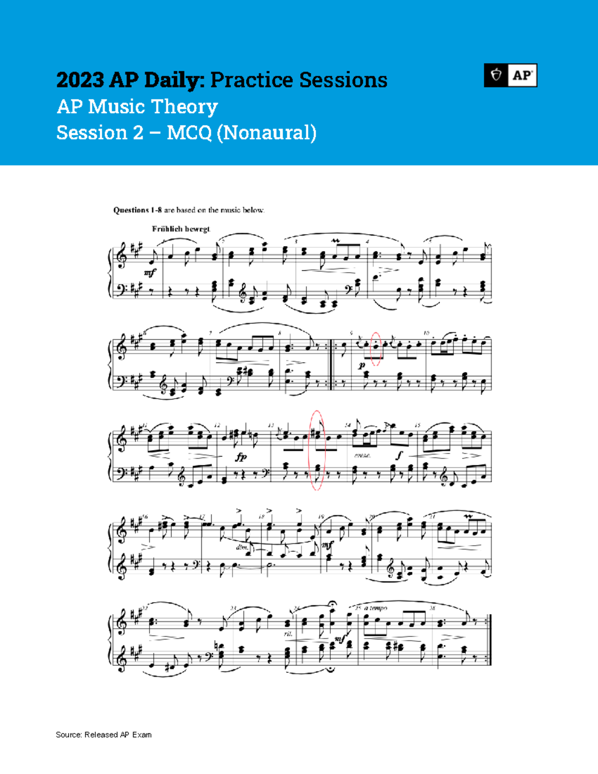 Session 2 Music Theory 2023 AP Daily Practice Sessions - Source ...