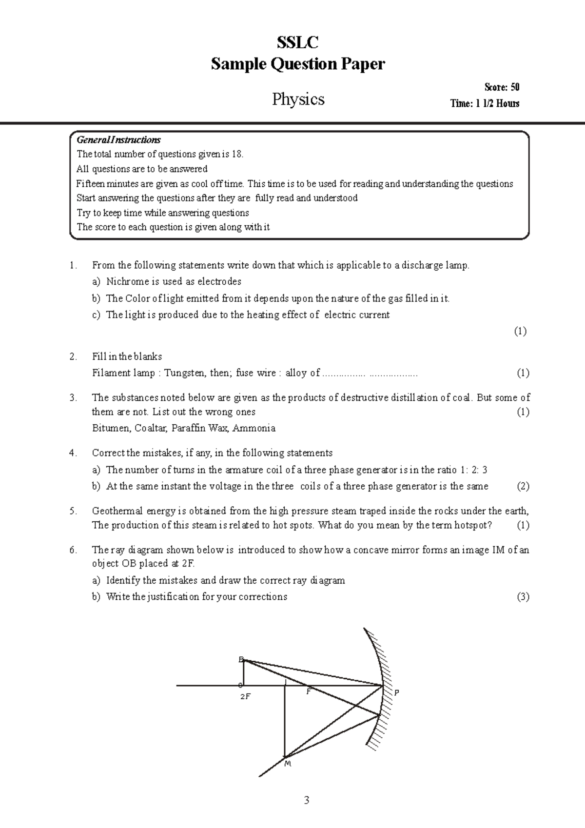 SSLC Physics - QUESTION & ANSWER - SSLC Sample Question Paper Physics ...