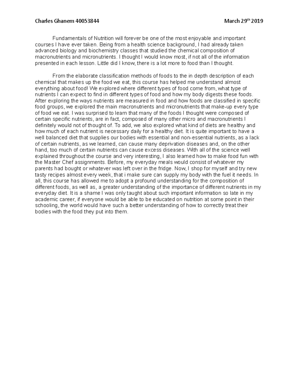 BIOL 203- Asignment 5 - Assignment 5 of biol 203 - Charles Ghanem ...