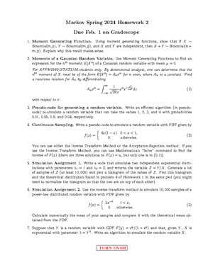 HW5-2 - HW5 - STAT 4610/5610, Spring 2024 Problem Set 5. Due: March 13 The code you use to do ...