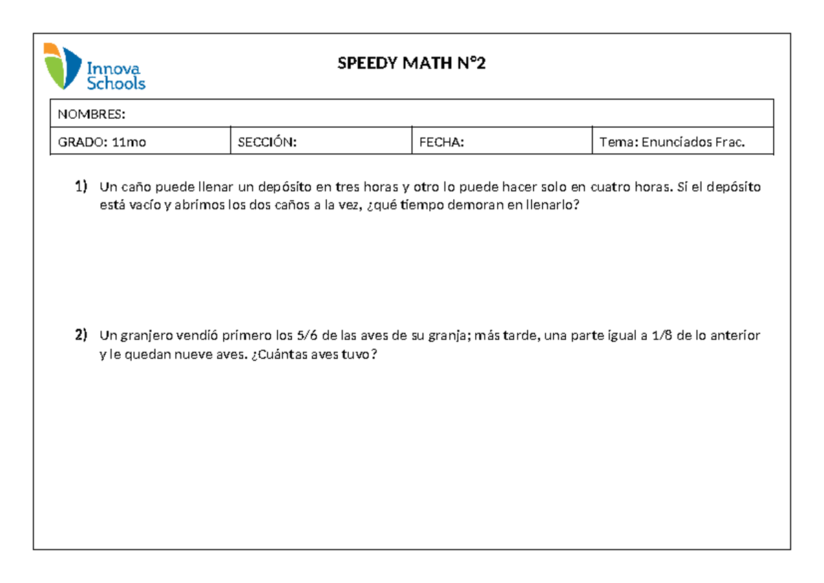 Speedy MATH - Enunciados CON Fracciones - matematicas - SPEEDY MATH N ...