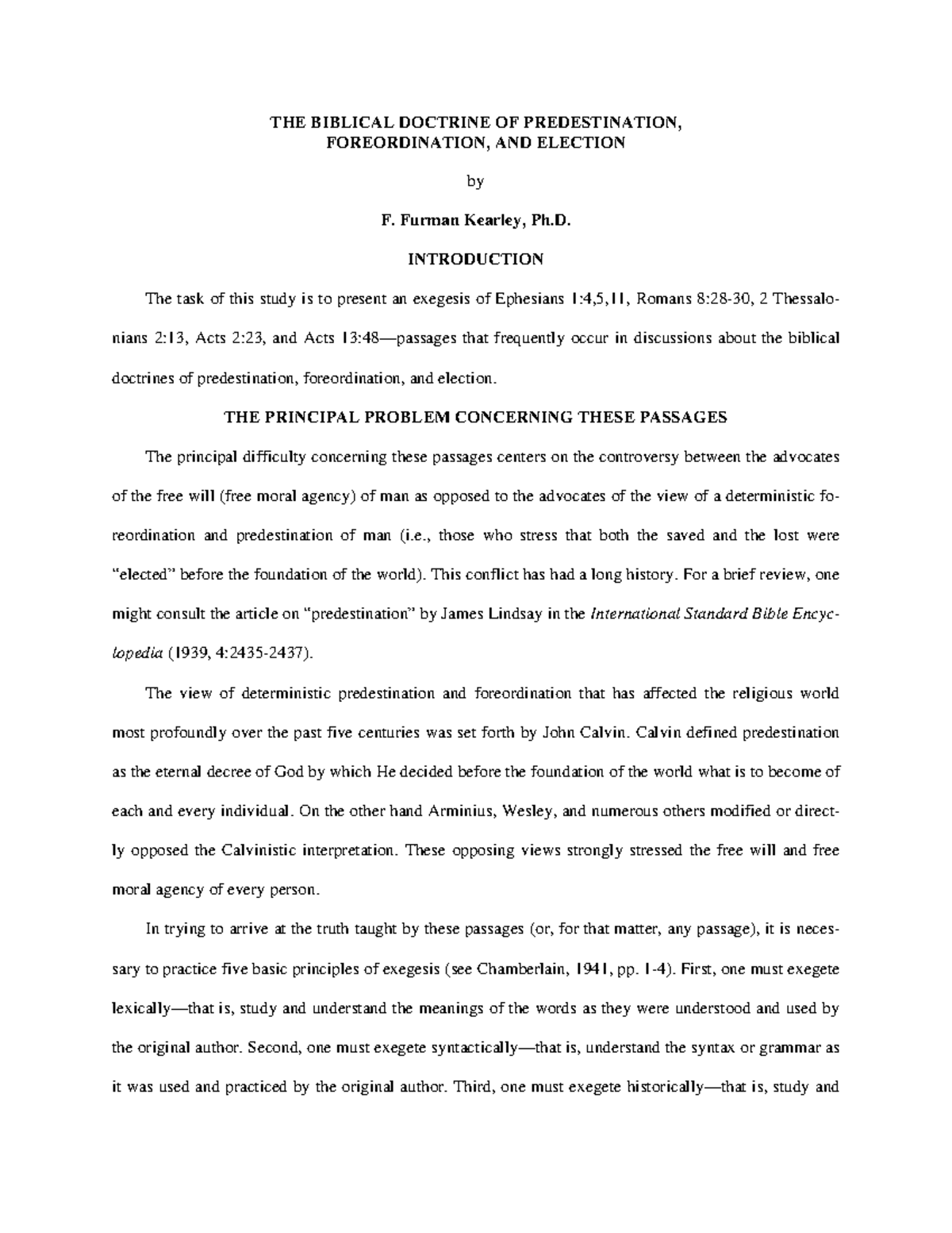 Biblical Doctrine of Predestination - THE BIBLICAL DOCTRINE OF ...