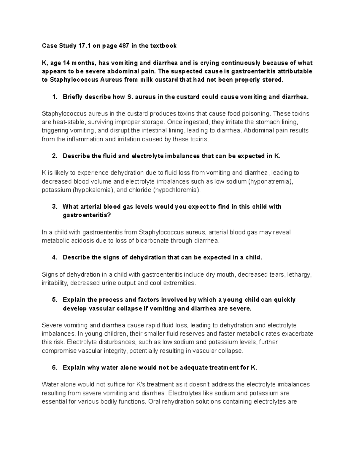 Case Study 5 - Vivianna Ortiz - Case Study 17 on page 487 in the textbook K, age 14 months, has ...