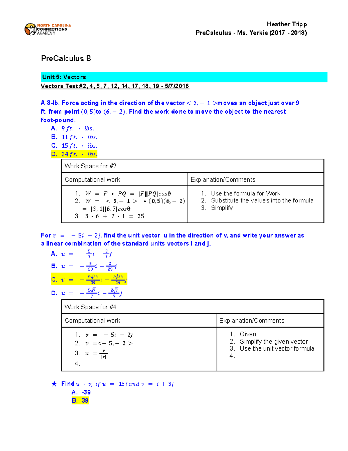 Pre Cal B Unit 5-7 - This is a compilation of notes and practice ...