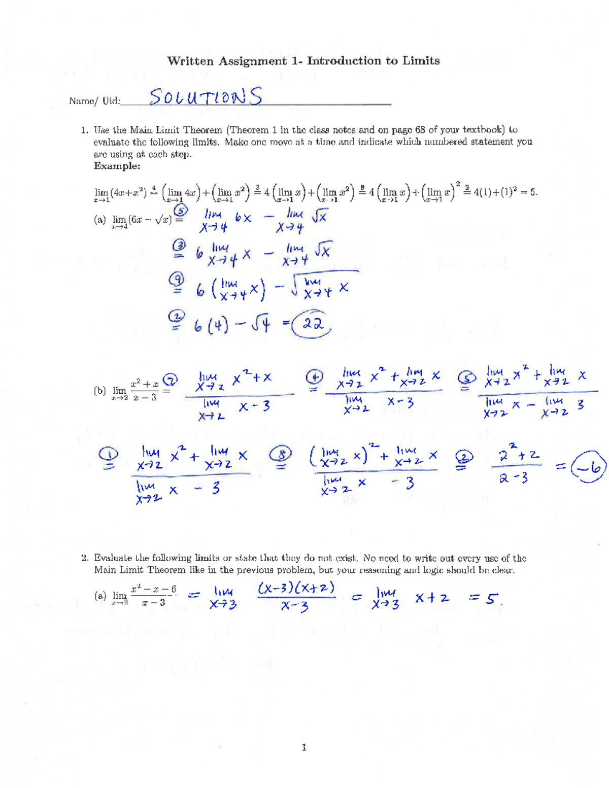 Written 1 solutions - Practice 1 Solution - MATH 1210 - Studocu