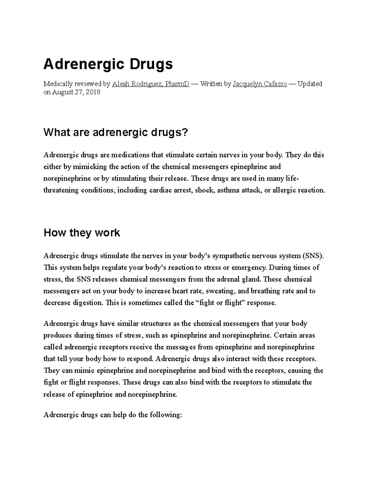 ANS-drugs - drugs - Adrenergic Drugs Medically reviewed by Aleah ...