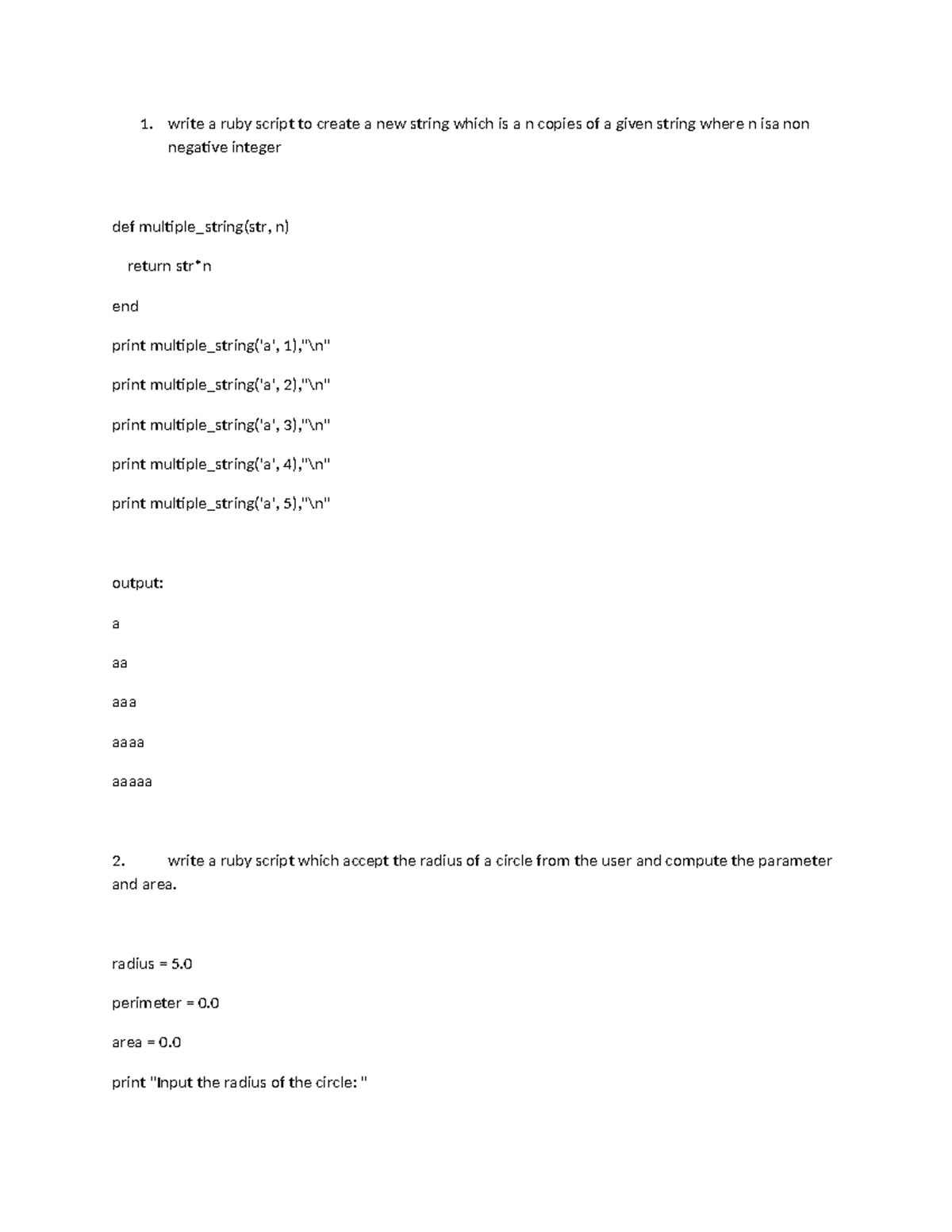 Sl Lab Manual 1 Write A Ruby Script To Create A New String Which Is