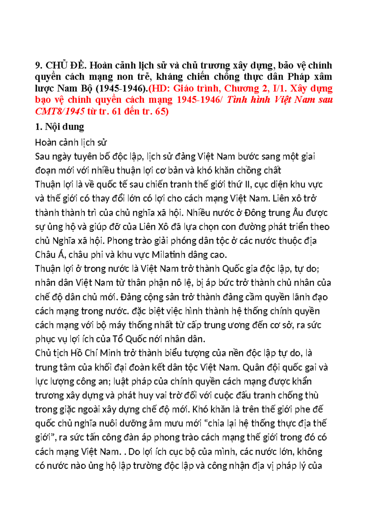 chu de 9 lsd iuh - CHỦ ĐỀ. Hoàn cảnh lịch sử và chủ trương xây dựng, bảo vệ chính quyền cách ...