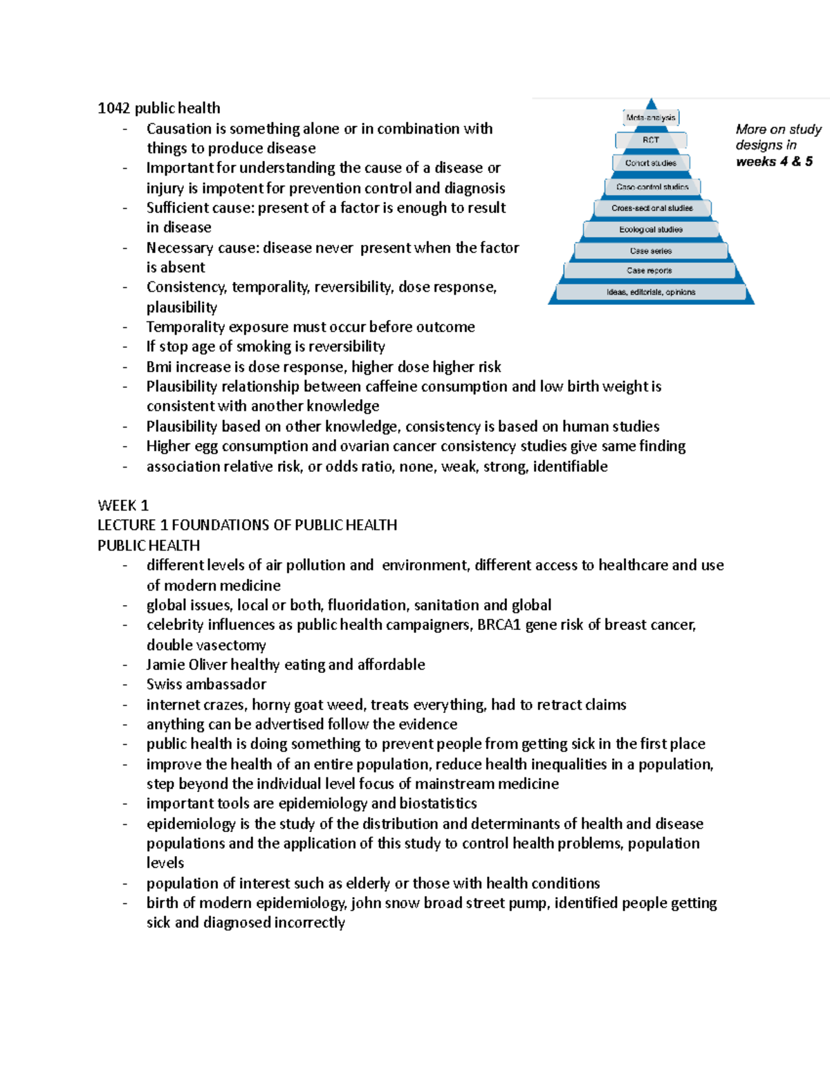 1-3 epidemiolgoy - Lectures 1-3 notes on epidemiology and biostatistics ...