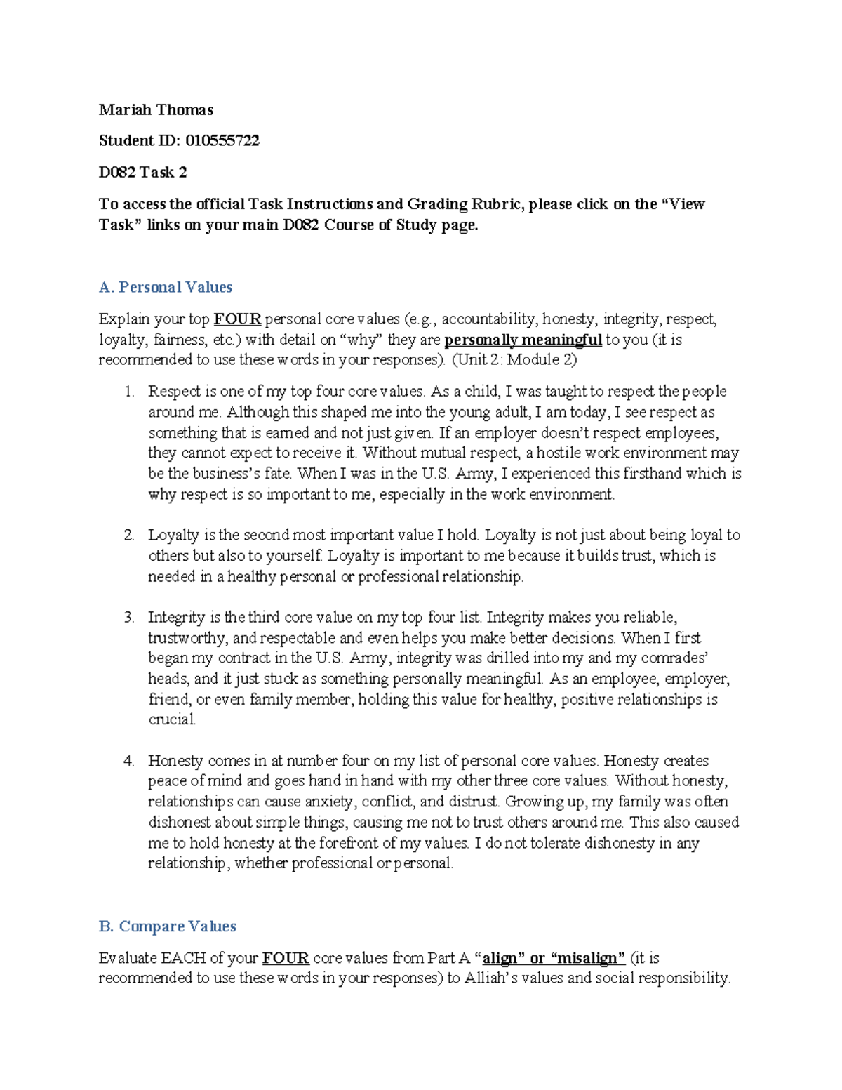 D082 Task 2 completed - Mariah Thomas Student ID: 010555722 D082 Task 2 ...