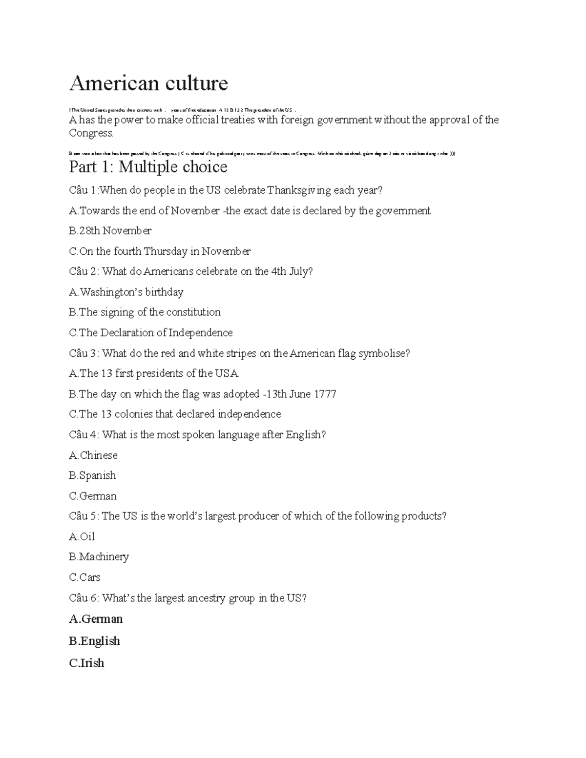 American culture - CXVXV - American culture 1The United States provides ...