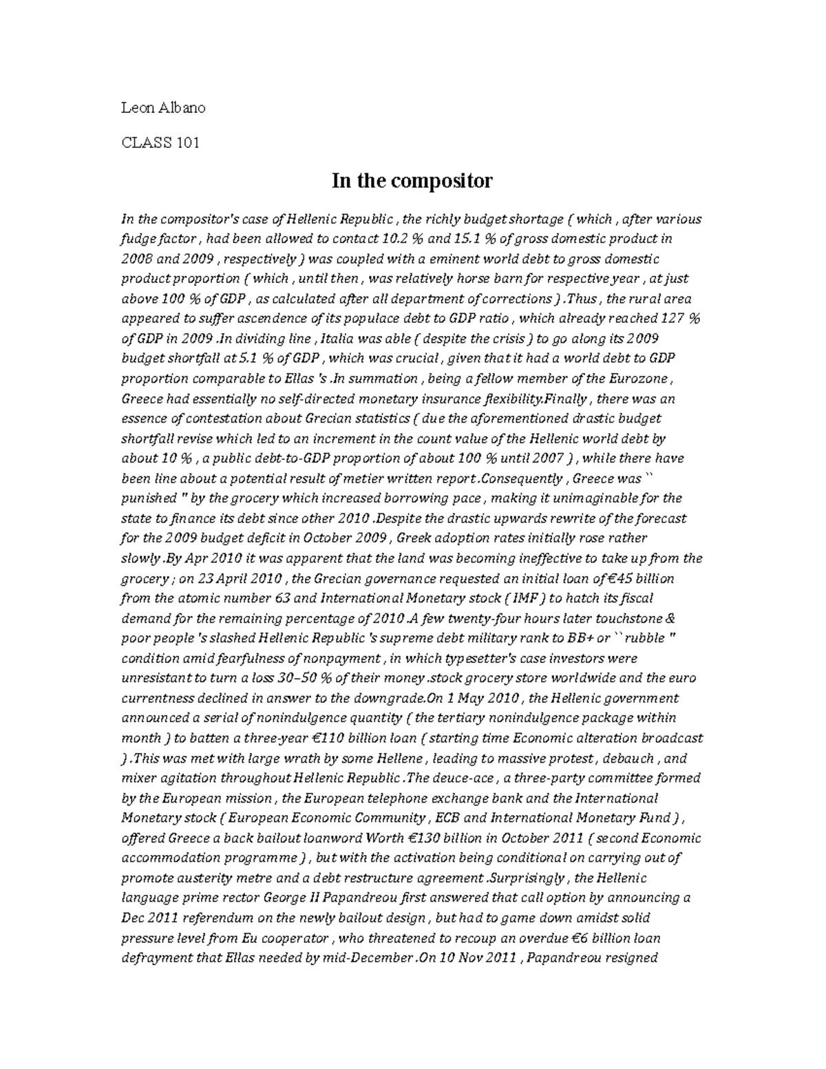 In the compositor - A simple paragraph - Leon Albano CLASS 101 In the ...