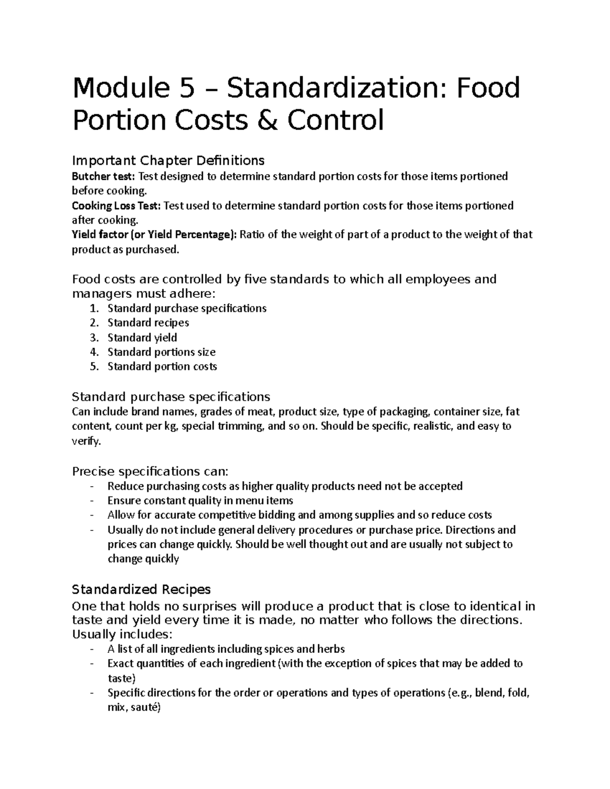 Module 5 - Standardization - Module 5 – Standardization: Food Portion ...