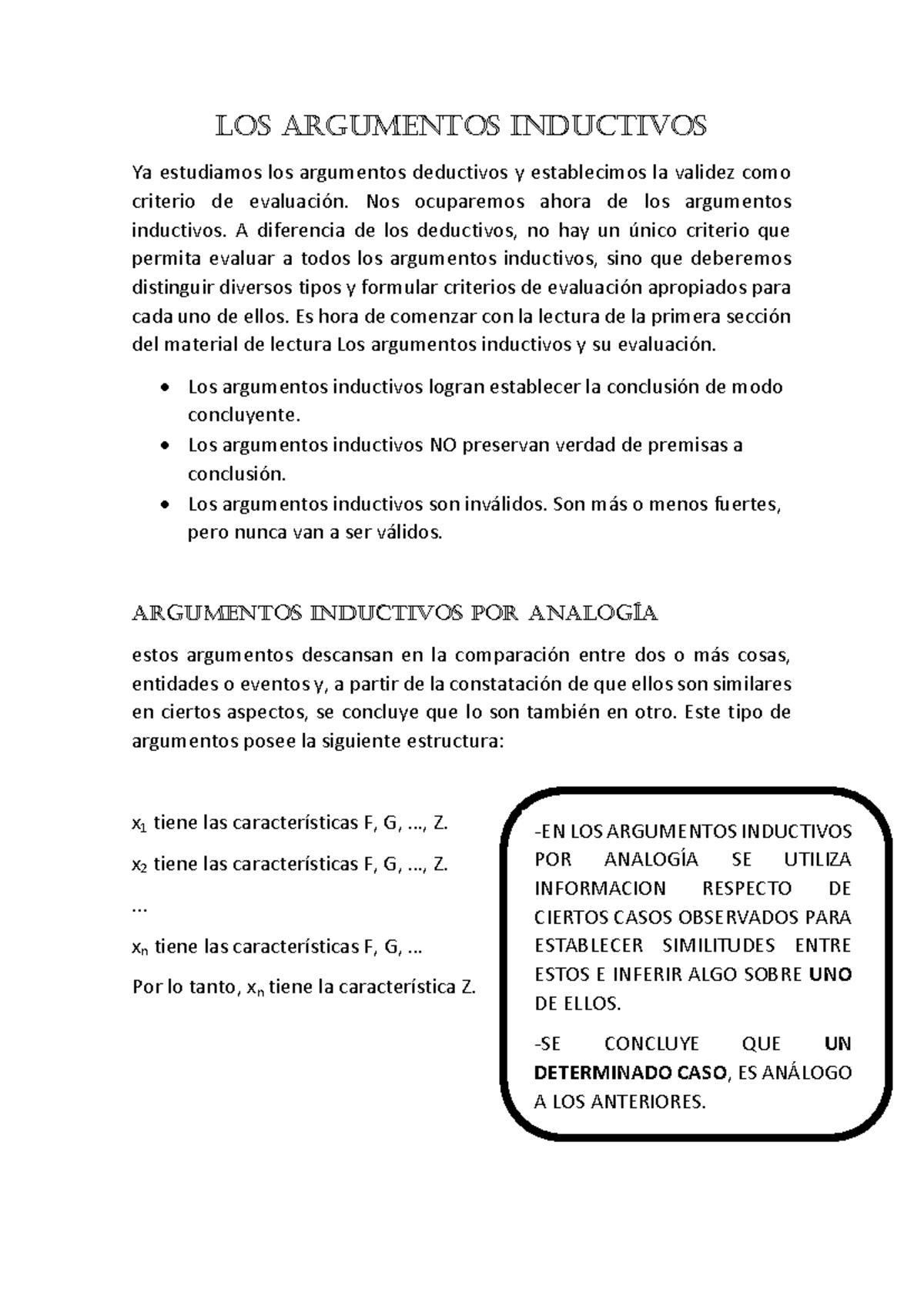 LOS Argumentos Inductivos Y SU EvaluacióN - Resumen - LOS ARGUMENTOS INDUCTIVOS Ya estudiamos ...