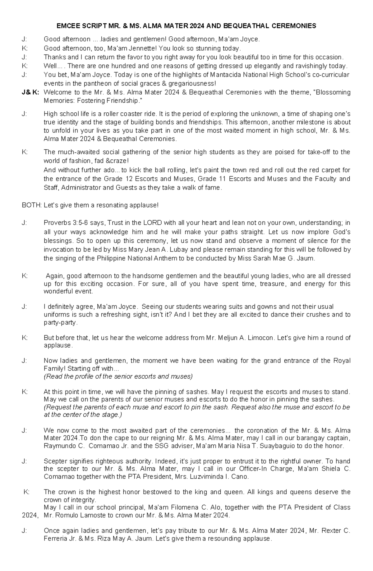 Emcee Script MR. & MS. ALMA Mater 2024 - EMCEE SCRIPT MR. & MS. ALMA ...