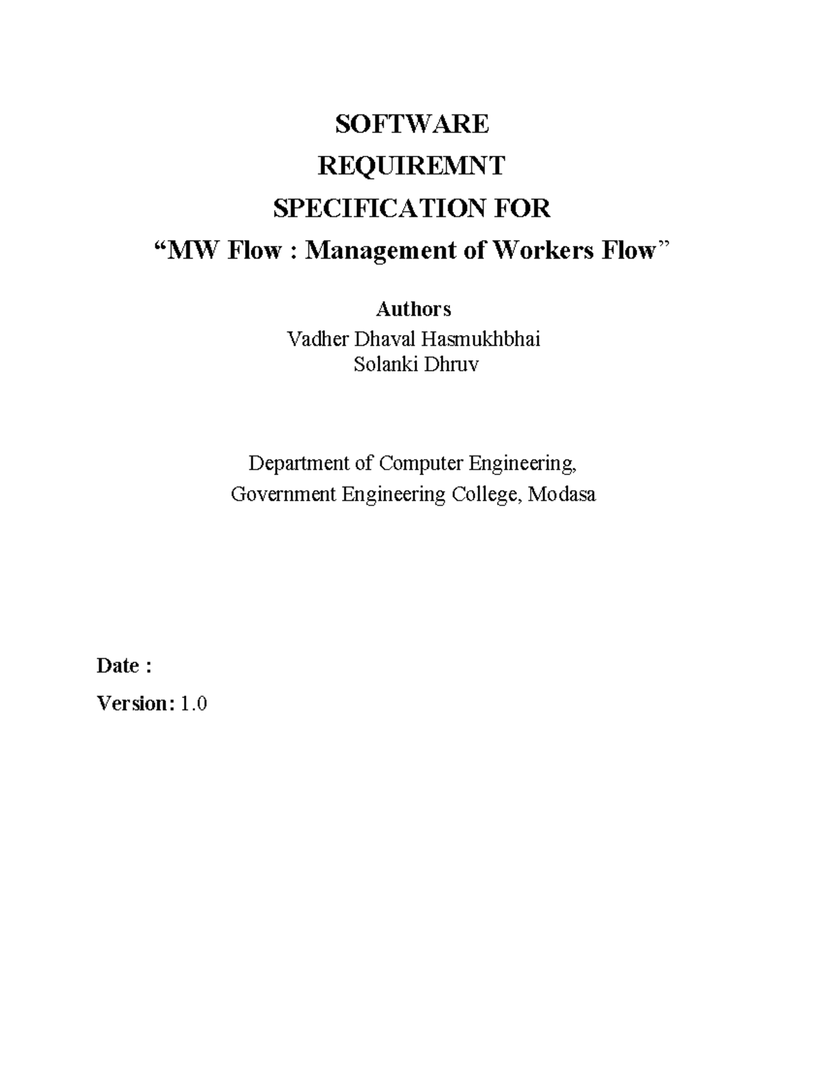 Srsmwflow - This Pdf will help you to make SRS(Sample Registration System) report For Seoftware ...