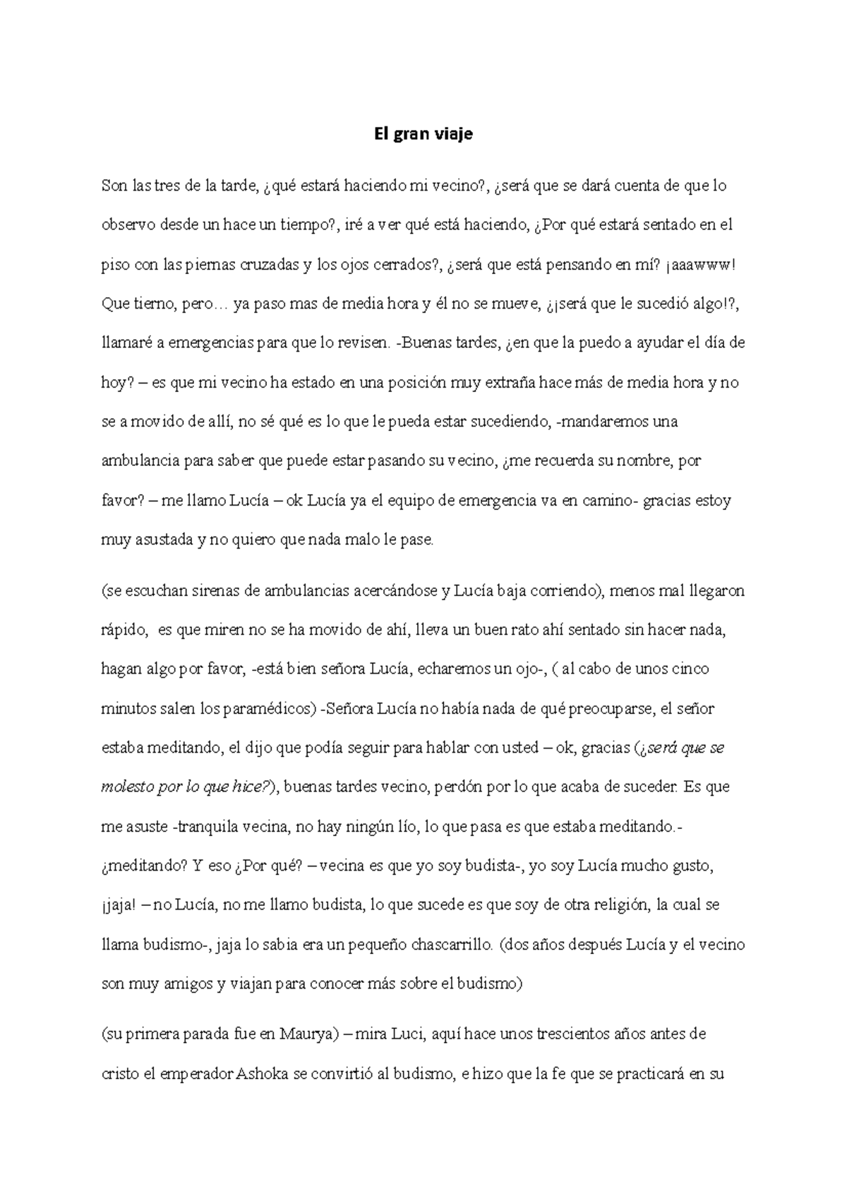 El gran viaje - Taller - El gran viaje Son las tres de la tarde, ¿qué ...