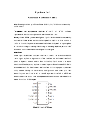 Expt 7 Error Performance of BPSK Matlab - Experiment No. 7 Error Performance of BPSK Aim To ...